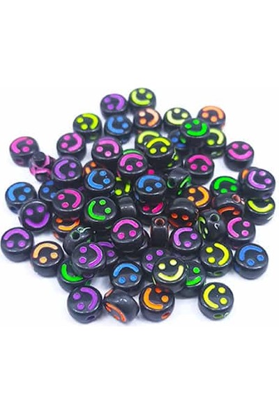 Yuvarlak Renkli Gülen Yüz Boncuk 25GR
