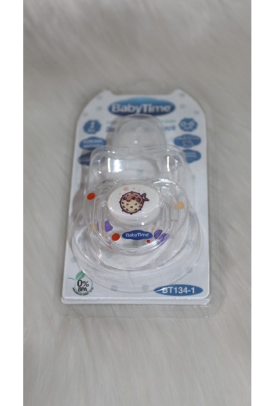 BabyTime Damaklı Şeffaf Desenli Koruyucu Kapaklı Emzik 18+ Ay (3 No) Puanlı