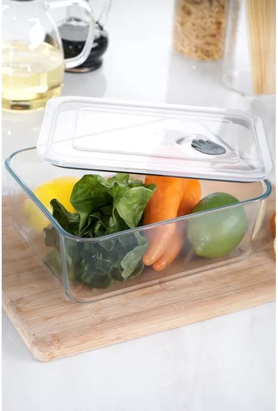 Acar Olivya Dikdörtgen Vakumlu Cam Saklama Kabı - 2,6 Lt MSM053