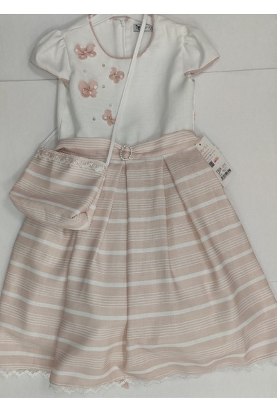 Şeker Kız Lüks Desenli Işlemeli Çantalı Abiye Elbise