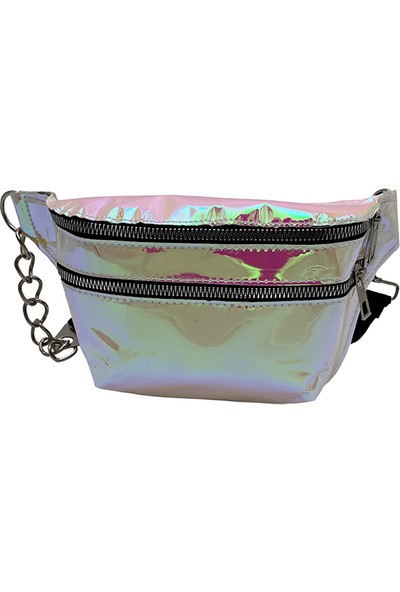 Kadın Hologram Çift Fermuarlı Omuz ve Bel Çantası