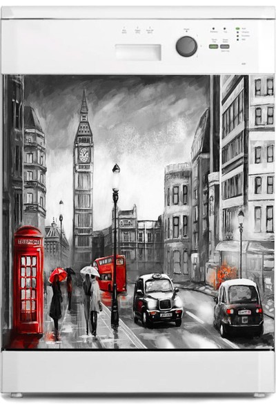 Sticker Art Bulaşık Makinesi Sticker Kaplama Beyaz Eşya Kaplama Londra Yağlıboya