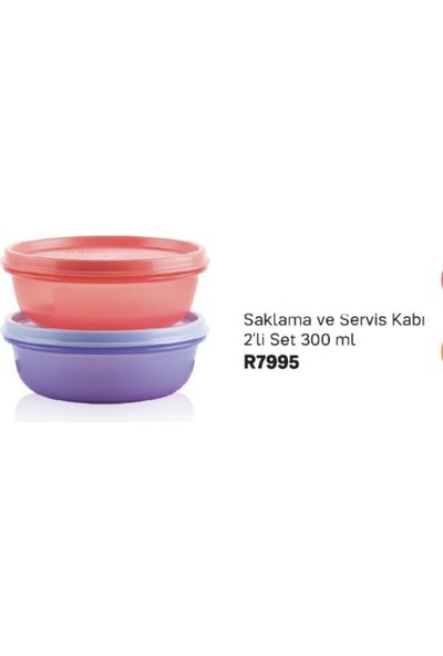 Tupperware Tupperware saklama ve Servis Saklama Kabı 2 Li Set 300 ml Esc