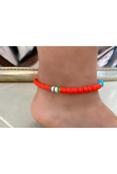 Rengarenk Yeni Trend Fimo Turuncu-Yeşil Renk Boncuk Halhal Rengarenk Yeni Trend Fimo Turuncu-Yeşil Renk Boncuk Halhal