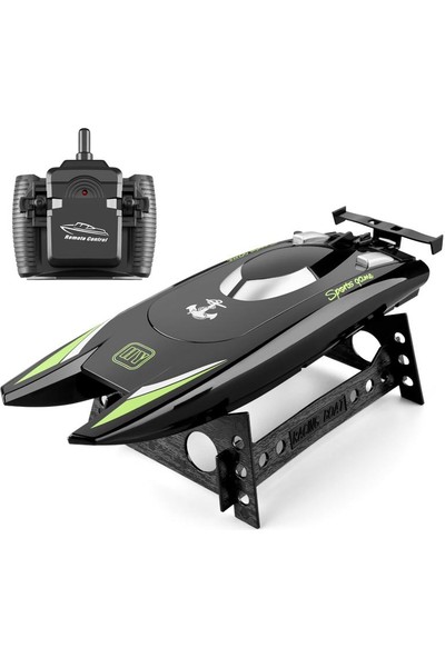 Liderstar 2.4g Radyo Rc Tekneler 25 Km / H Yüksek Hızlı Rc Yarış Bot 7.4V Kapasiteli Pil Uzaktan Kumanda Tekneler Çift Motor | Rc Denizaltı (Siyah)