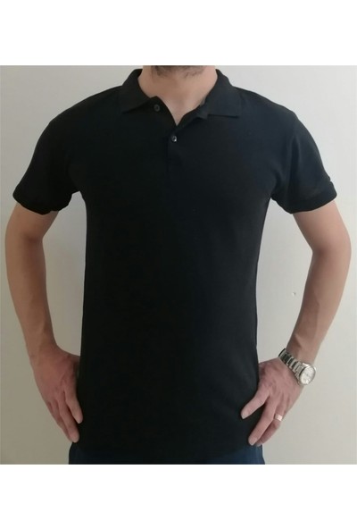 Düğmeli Polo Yaka Slim Fit Dar Kesim Düz Tişört