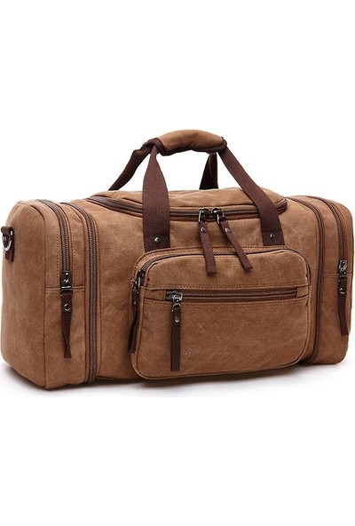 Erkekler Su Geçirmez Tuval Seyahat Çantası (Kahve)