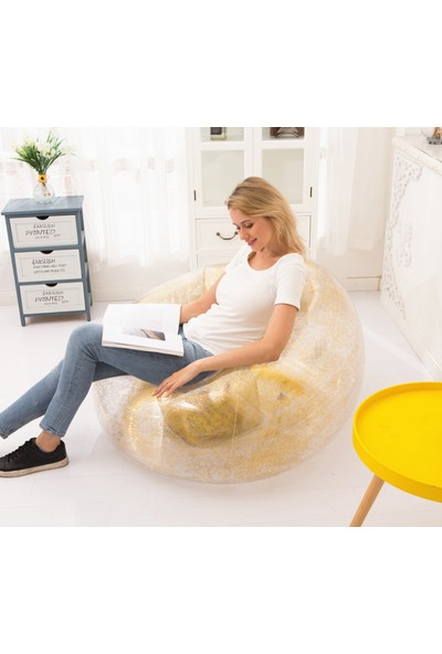 Yeni Şeffaf Payetli Tembel Şişme Kanepe