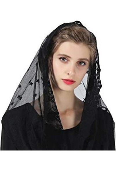Çiçek Dantel Veils Başkanı Kapsayan Latin Kütle Mantilla Veils Düğün Kadınlar Için Kısa Eşarp (Siyah) Çiçek Dantel Veils Başkanı Kapsayan Latin Kütle Mantilla Veils Düğün Kadınlar Için Kısa Eşarp (Siyah)