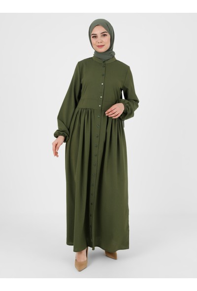 Tavin Boydan Düğmeli Elbise - Haki - Tavin Tavin Boydan Düğmeli Elbise - Haki - Tavin