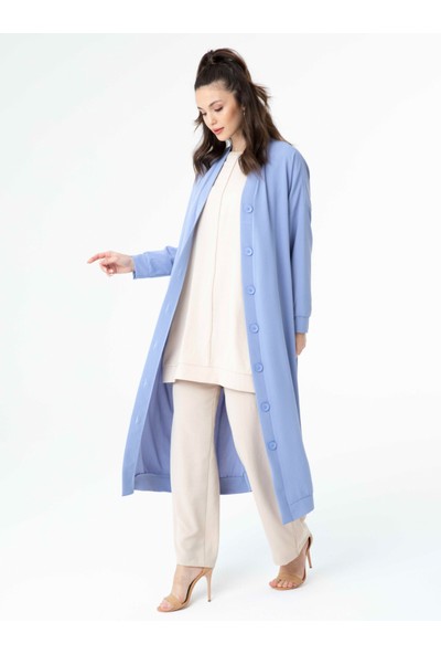 Loreen Düğme Detaylı Uzun Hırka - Indigo - Loreen Loreen Düğme Detaylı Uzun Hırka - Indigo - Loreen