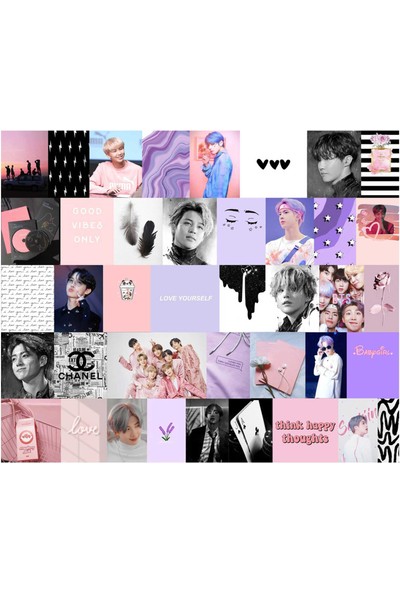 Bexdore 100 Adet Bts Pastel Pembe Siyah Beyaz Kolaj Seti - Bangtan Boys Duvar Poster Kiti - Kuşe Kağıt 350GR Bexdore 100 Adet Bts Pastel Pembe Siyah Beyaz Kolaj Seti - Bangtan Boys Duvar Poster Kiti - Kuşe Kağıt 350GR
