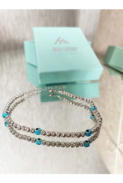 Nazar Boncuklu Lazer Kesim Taşlı Bileklik