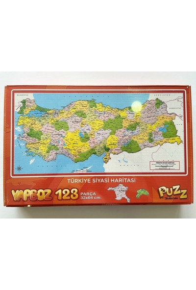 Keskin 32 x 64 cm Kutulu Yapboz Türkiye Haritası 123 Parça