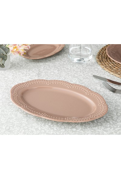 English Home Viyana Porselen Kayık Tabak 30 cm Gül Kurusu English Home Viyana Porselen Kayık Tabak 30 cm Gül Kurusu