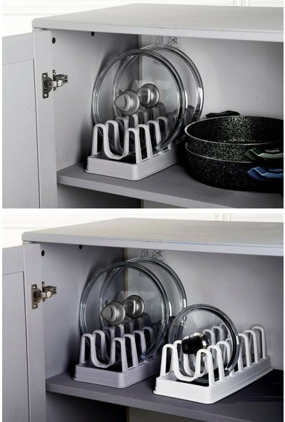 6 Bölmeli Tencere Kapak Rafı - Tencere Kapak Organizeri