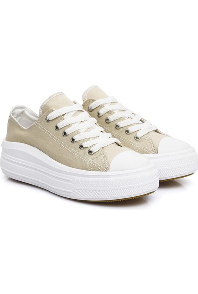 Gönderi(R) Gön Bağcıklı Kadın Keten Günlük Spor Düz Taban Sneaker 35144