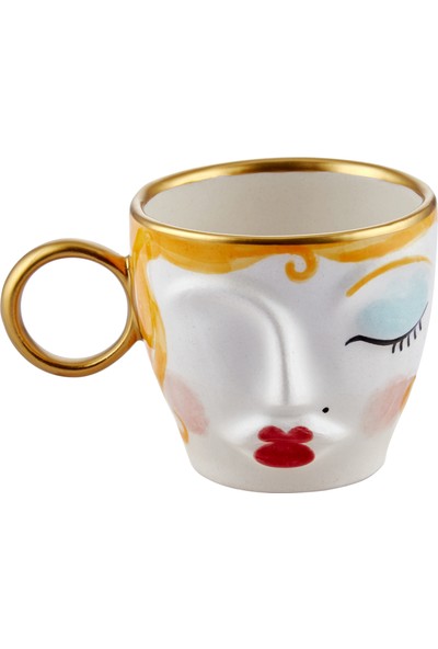 Chiara Alessi Miss Gala El Yapımı Seramik Altın Yaldızlı Marilyn Fincan 160 ml