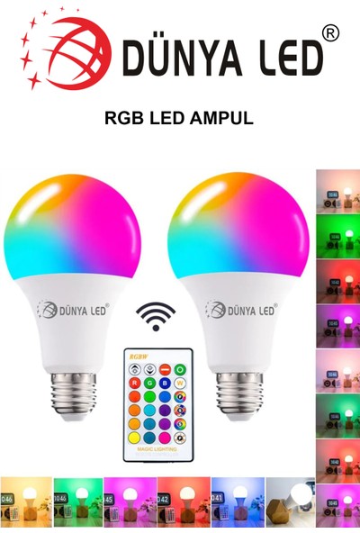 Dünya Led HS.1220 9W Rgb-Kumandalı E-27 LED Ampul Yüksek Lümen Dünya Led HS.1220 9W Rgb-Kumandalı E-27 LED Ampul Yüksek Lümen