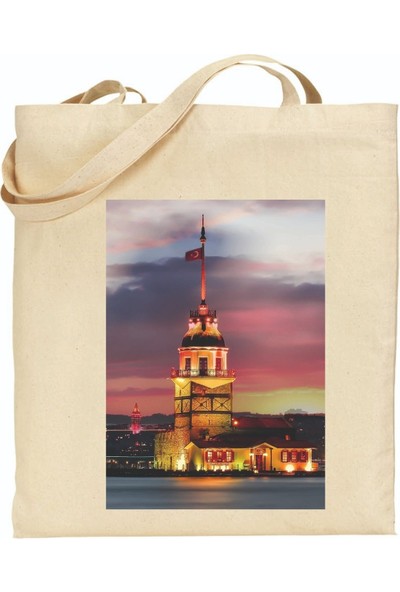 Rossrece Akşam Kız Kulesi Bez Omuz Çantası