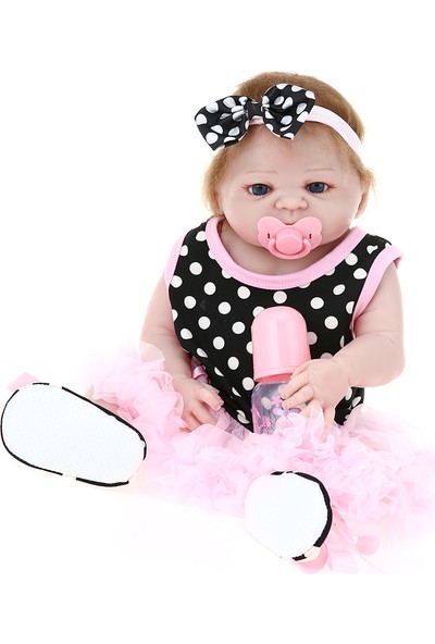 22 Inç 55 cm Yeniden Doğmuş Bebek Bebek Kız Tam Silikon (Yurt Dışından)