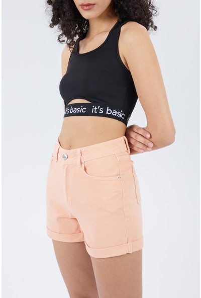 Its Basic Kadın Orange Renk Duble Paça Jean Şort