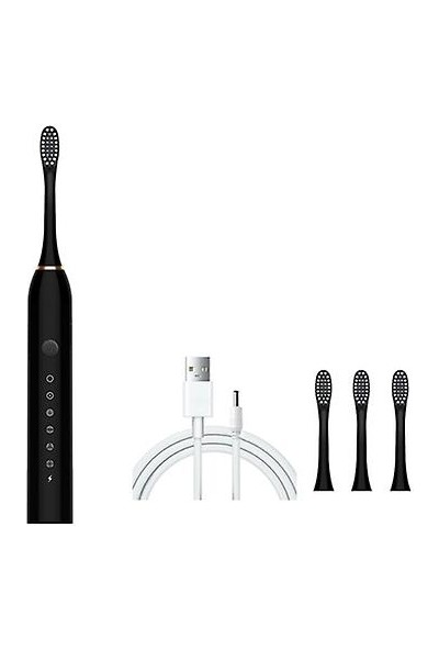 Elektrikli Ultrasonik Diş Fırçası 6 Modeller 4 Fırça Kafaları (Siyah) İle Titreşim Hızlı Şarj