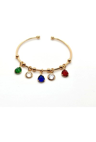 Pag Accessories Altın Kaplama Renkli Taşlı Çelik Kelepçe Bileklik Pag Accessories Altın Kaplama Renkli Taşlı Çelik Kelepçe Bileklik