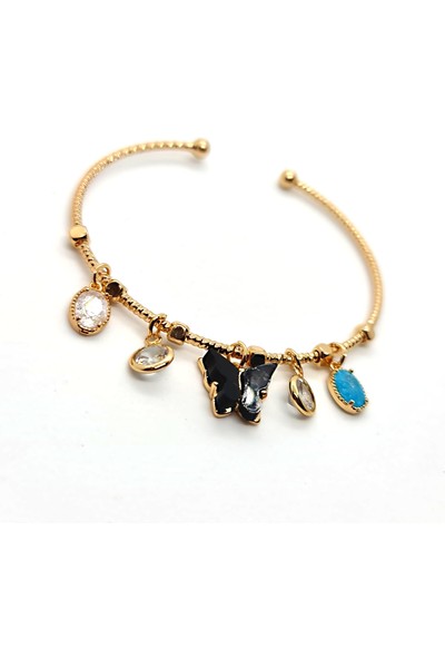 Pag Accessories Altın Kaplama Kelebek Detaylı Çelik Kelepçe Bileklik