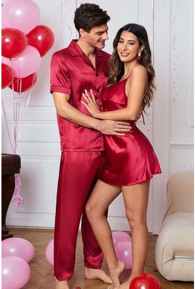 Çeyize Dair Herşey Bordo Saten Çift Kombini 6017 Çeyize Dair Herşey Bordo Saten Çift Kombini 6017