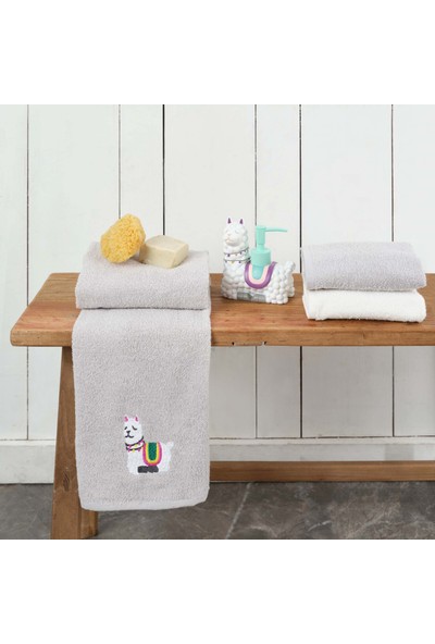 Sarah Anderson Lama 3 Parça Gri %100 Pamuk Havlu Seti