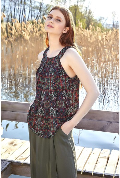 Pileli Bohem Tarz Kolsuz Bluz Pileli Bohem Tarz Kolsuz Bluz