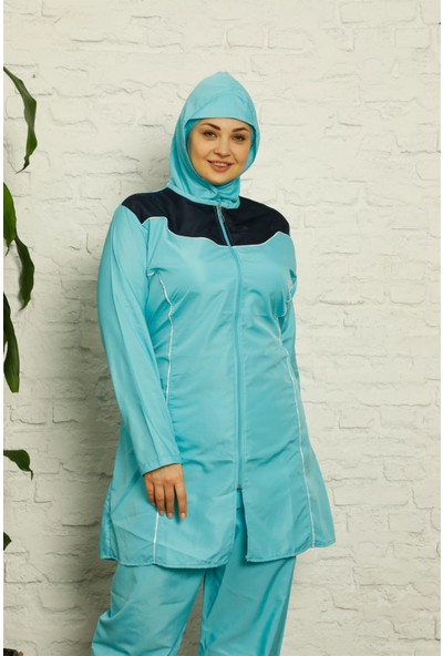 Moda Çizgi Tam Tesettür Büyük Beden Mayo 32024