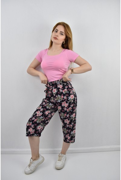 Zidan 294 Beli Kuşaklı Viskon Kadın Kapri - Pembe