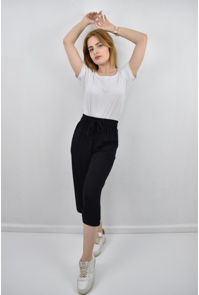 Zidan 294 Beli Kuşaklı Viskon Kadın Kapri - Siyah