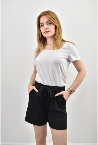 Zidan 423 Fitilli Kadın Şort - Siyah