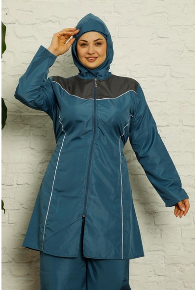 Moda Çizgi Tam Tesettür Büyük Beden Mayo 32022