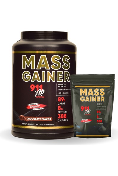 911 Pro Nutrition Mass Gainer Çikolata 2000GR + (1 Servis Mass Gainer) Hediyeli 911 Pro Nutrition Mass Gainer Çikolata 2000GR + (1 Servis Mass Gainer) Hediyeli