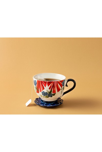 English Home Big Flower Porselen Kupa 500 ml Kırmızı - Lacivert