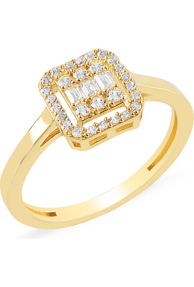 Altın Sepeti Altın Baget Taşlı Trend Yüzük