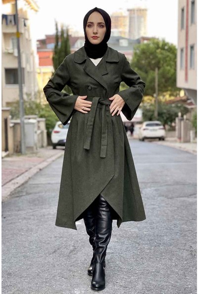 Moda Çizgi Kaşe Kaban Haki