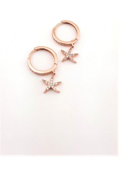 Taşlı Deniz Yıldızı Gümüş Küpe