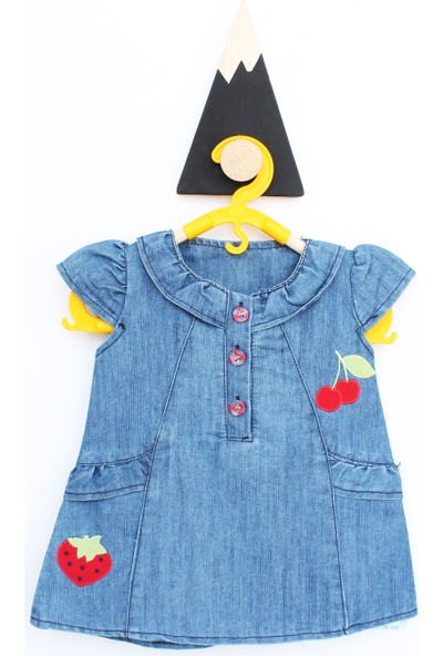 Kirazlı Lüx Kot Elbise