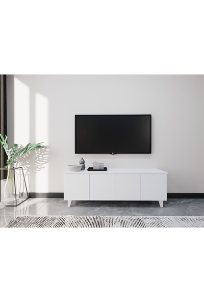 4 Kapaklı Çok Amaçlı Ahşap Ayaklı Tv Ünitesi 4 Kapaklı Çok Amaçlı Ahşap Ayaklı Tv Ünitesi