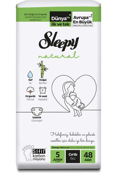 Sleepy Natural Bebek Bezi 5 Numara Junior 48 Adet Sleepy Natural Bebek Bezi 5 Numara Junior 48 Adet
