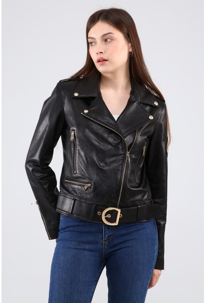 CE-YIL Kadın Deri Spor Mont