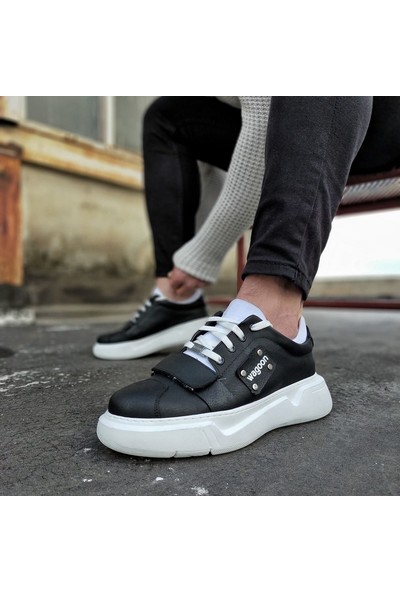 Wagoon WG018 Siyah Beyaz Erkek Yüksek Taban Ayakkabı Wagoon WG018 Siyah Beyaz Erkek Yüksek Taban Ayakkabı