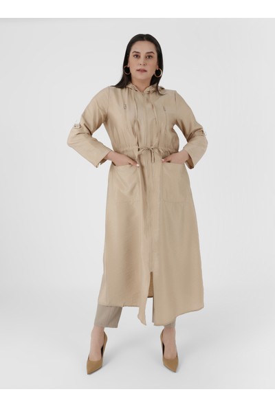 Alia Kapüşonlu Kap - Bej - Alia