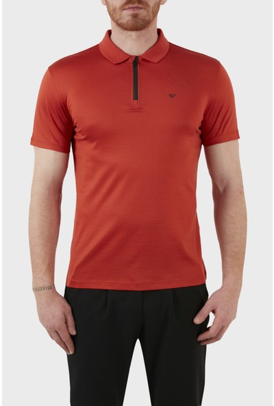 Emporio Armani Pamuklu Slim Fit Fermuarlı Polo T Shirt Erkek T Shirt 3L1FAB 1juvz 0348