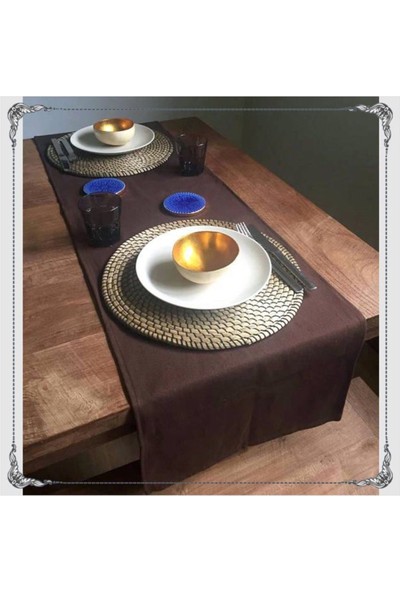 Kahverengi Runner 50X140 Su Itici Nano Keten